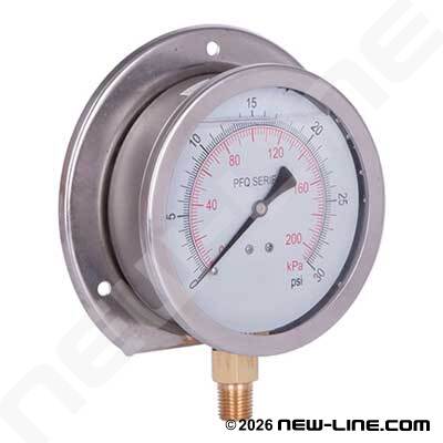Liquid Filled Gauge, Lower Mount/Factory Flange Installed